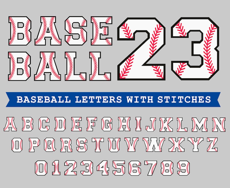 Baseball Font Baseball Font With Stitches Baseball Lace Letters ...