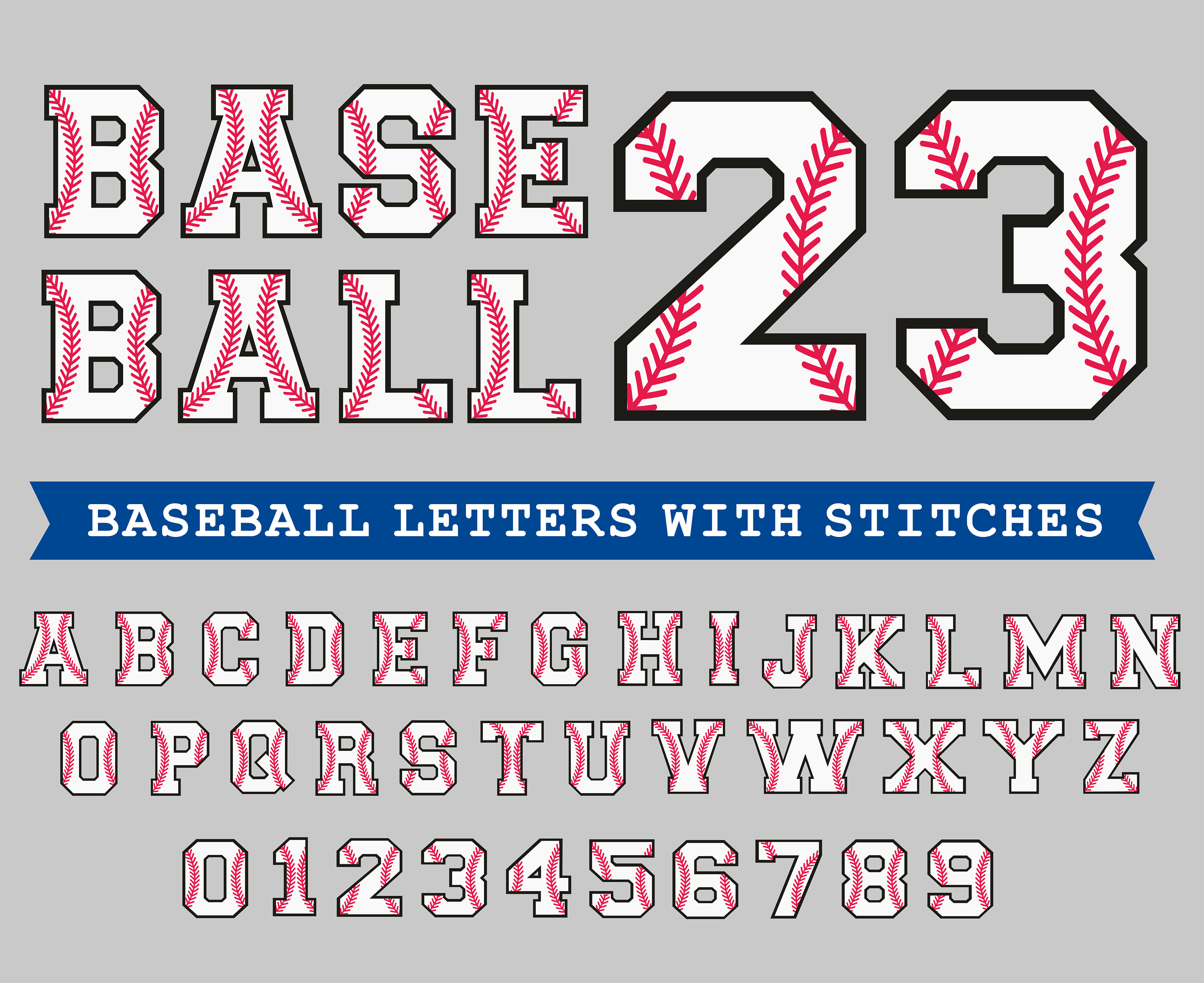 Baseball Font Baseball Font With Stitches Baseball Lace Letters ...