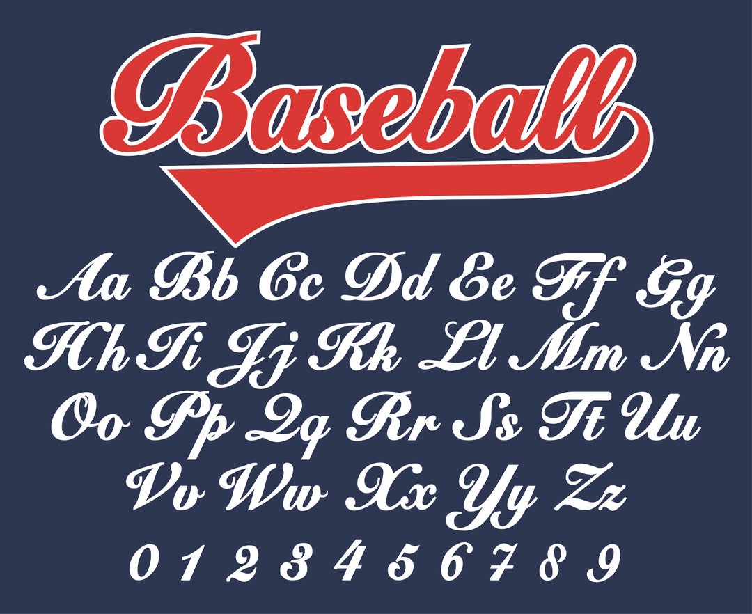 Baseball Font Baseball Script Baseball Font With Tails Softball Font ...