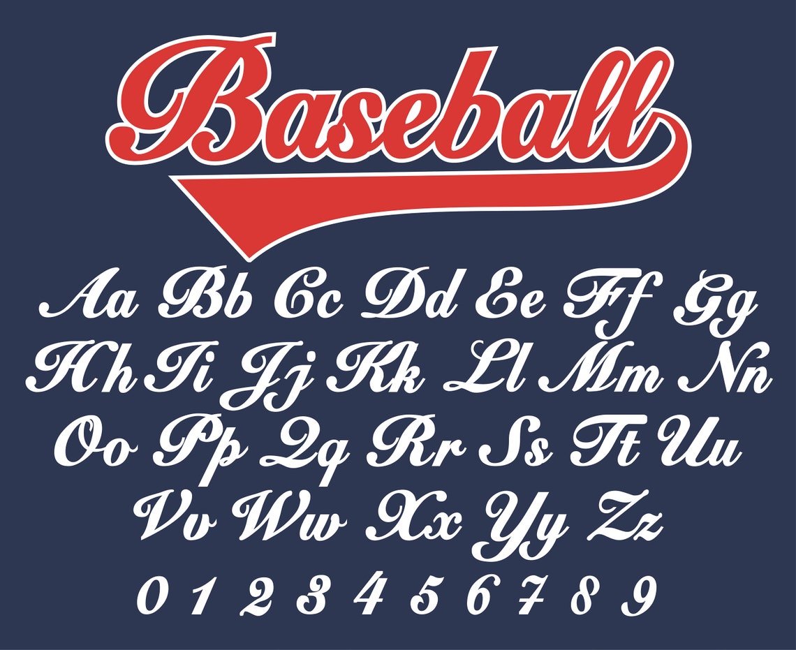 Baseball Font Baseball Script Baseball Font With Tails Softball Font ...