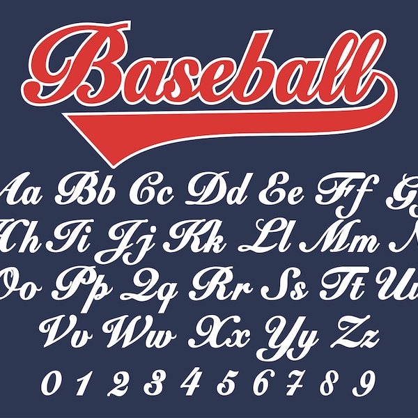 Baseball Font With Tail - Etsy