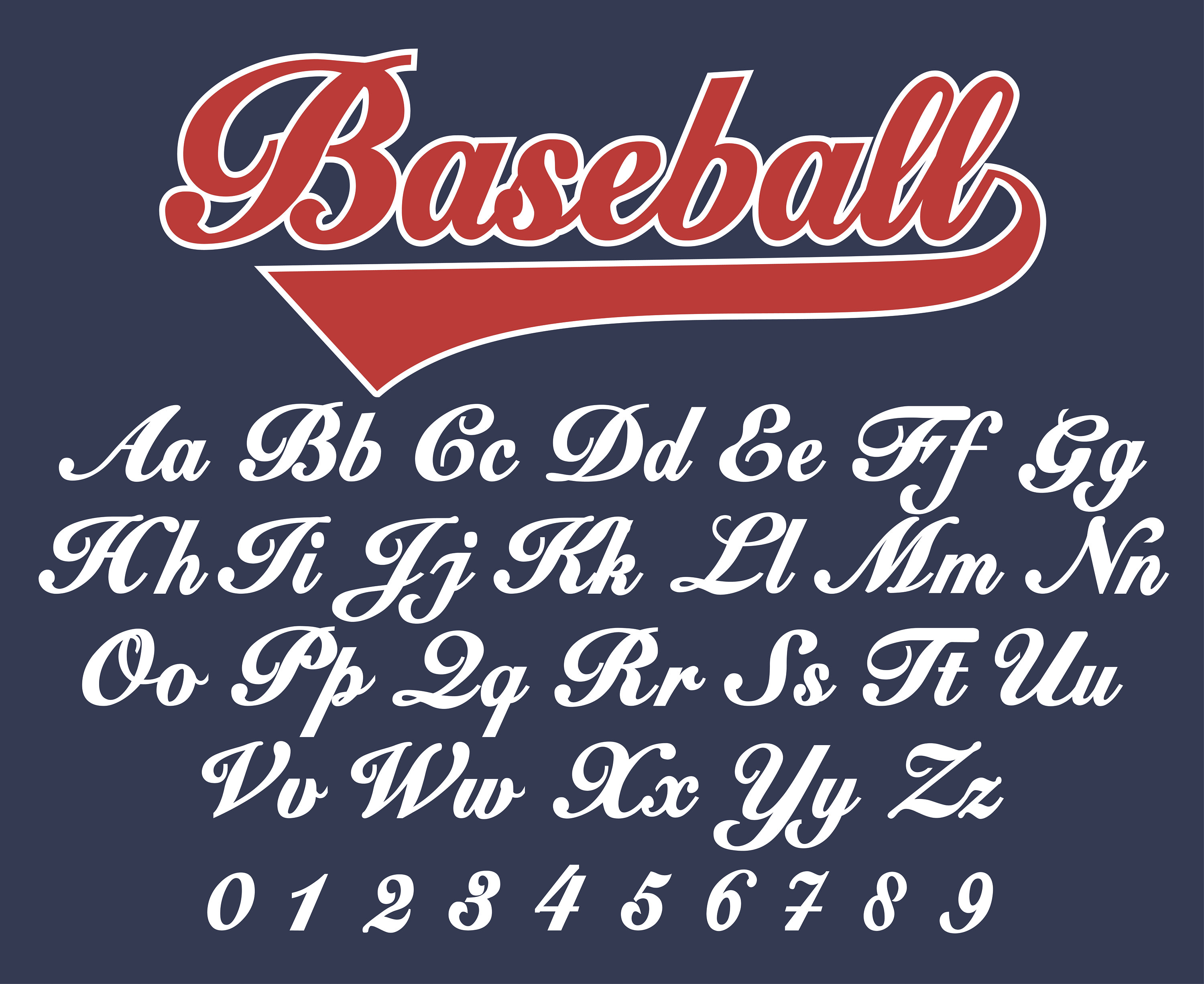 Baseball Font Baseball Script Baseball Font With Tails Softball Font ...