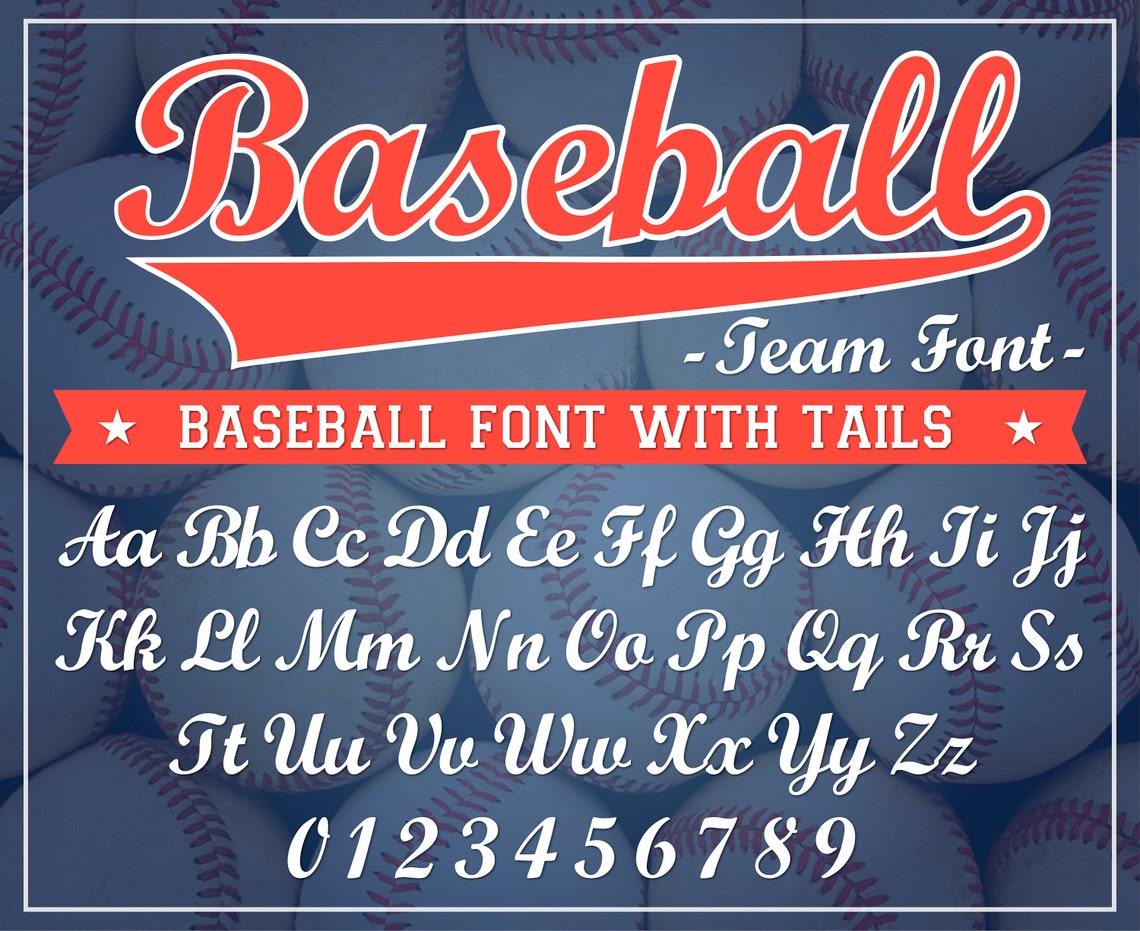Baseball Font Softball Font Baseball Font With Tails Baseball Letters ...