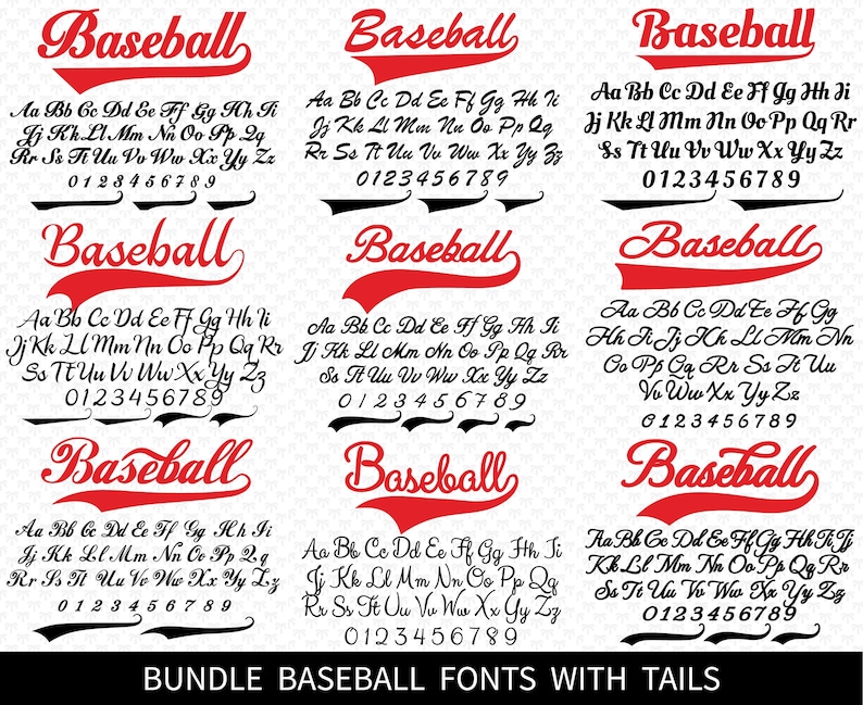 Baseball Fonts Bundle Baseball Font With Tail Baseball Script Font ...