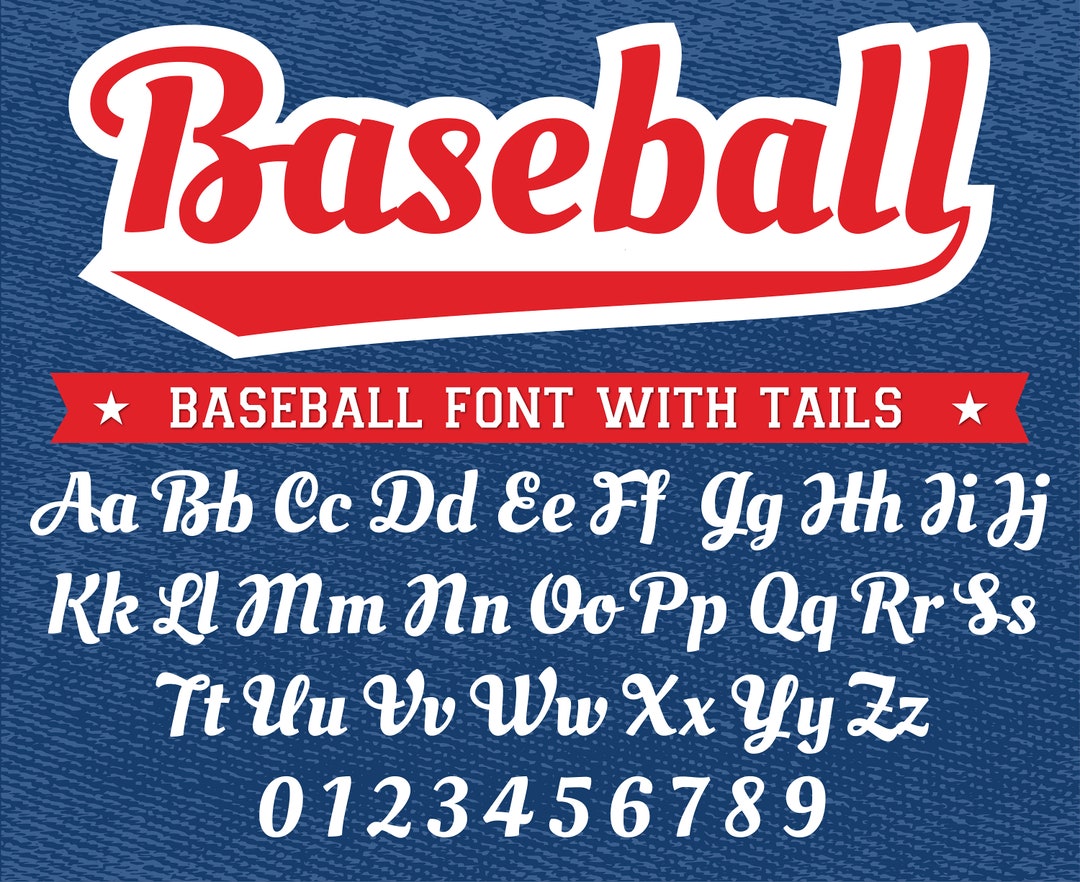 Baseball Font Baseball Font With Tails Baseball Font Swooth - Etsy