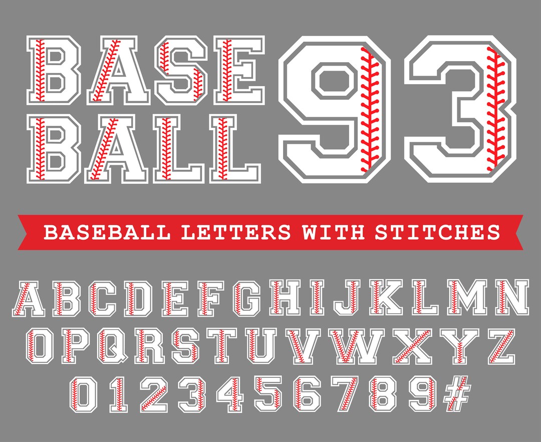 Baseball Font Baseball Font With Stitches Baseball Lace Letters ...