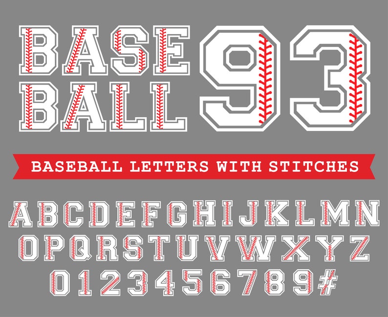 Baseball Font Baseball Font With Stitches Baseball Lace Letters ...
