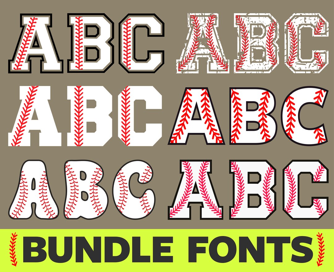 Baseball Fonts Bundle Baseball Font With Stitches Baseball Lace Letter ...