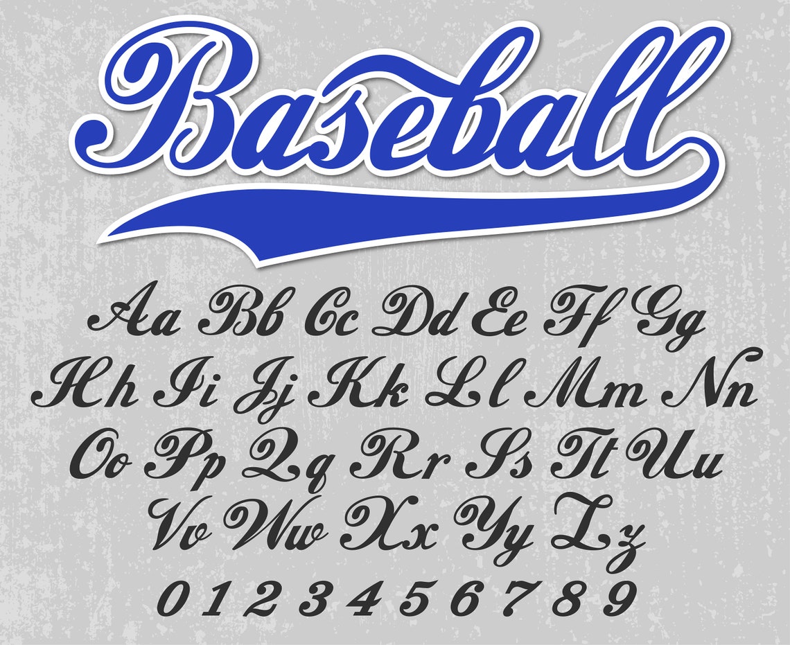 Baseball Font Baseball Script Baseball Font With Tails Baseball Cursive ...