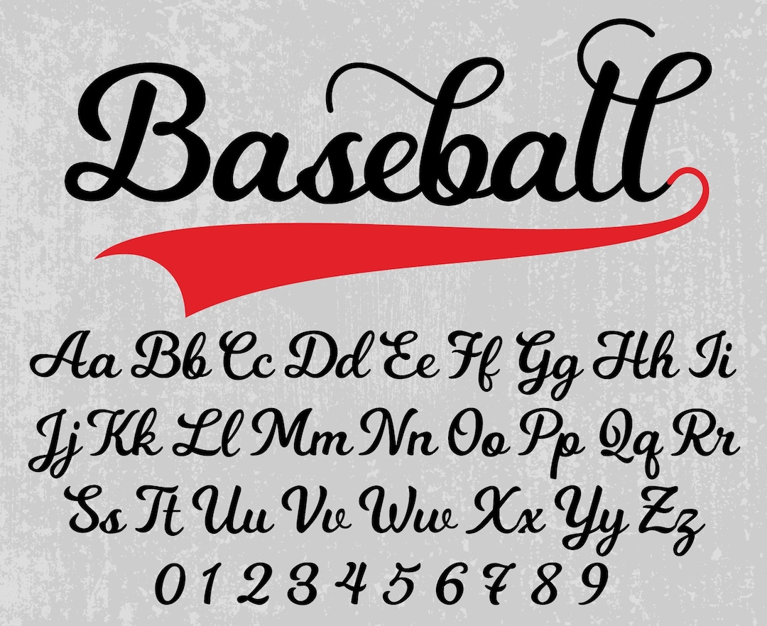 Baseball Font Baseball Script Baseball Font With Tails Baseball Cursive ...