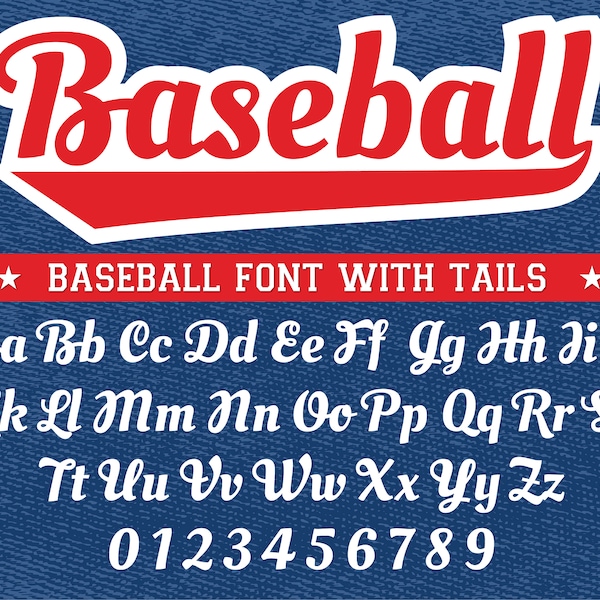 Baseball Font Embroidery - Etsy