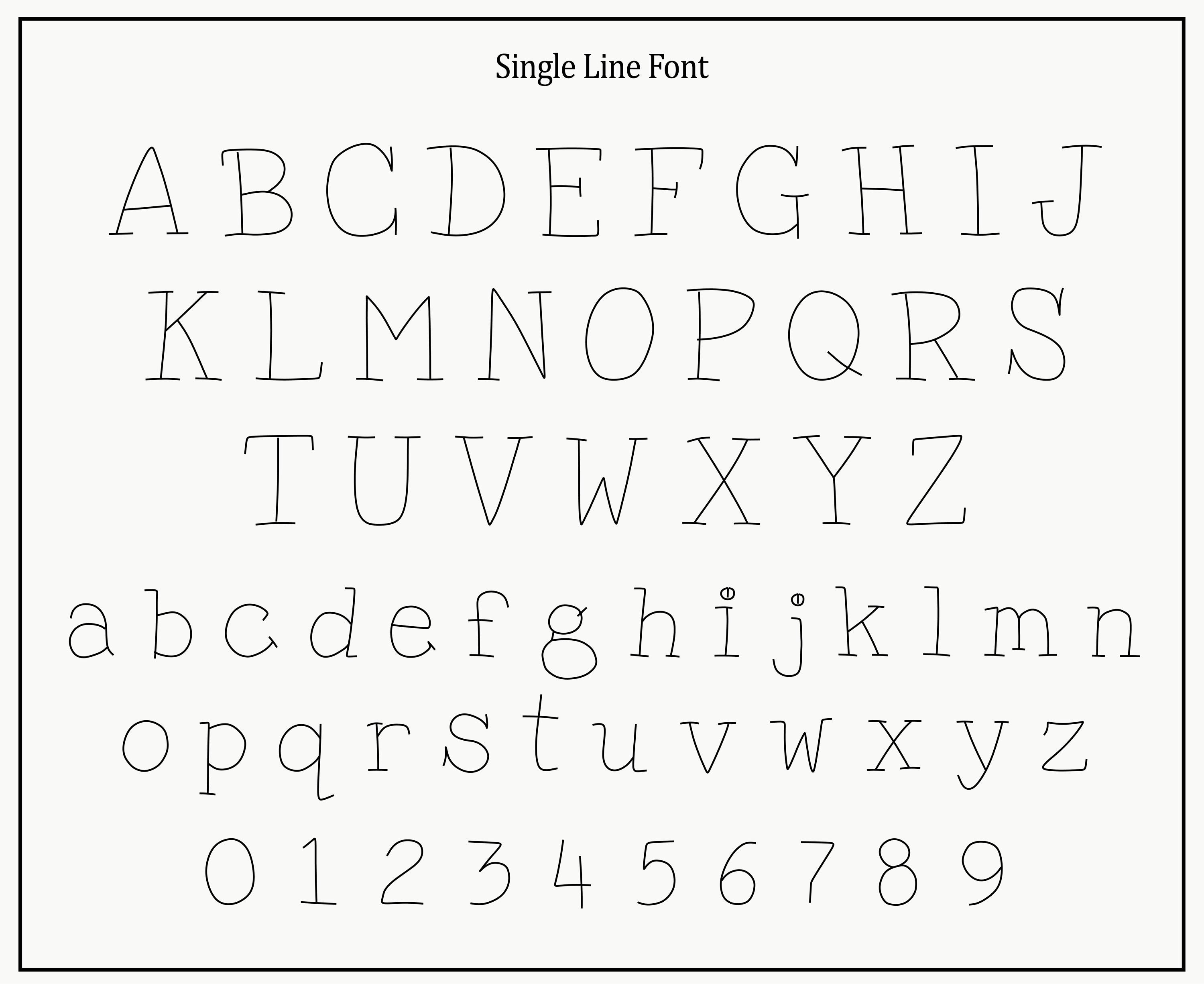 Single Line Font One Line Font Laser Font Engraving Font Single Stroke ...