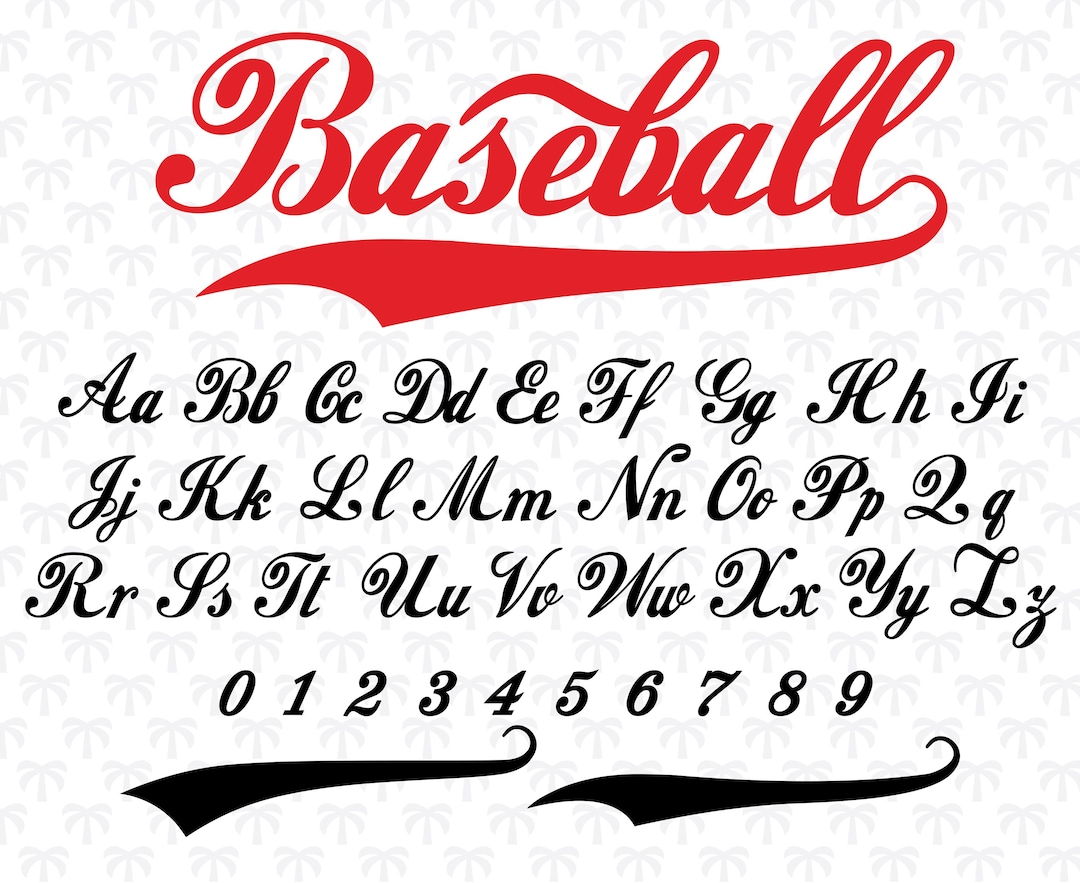 Baseball Font Baseball Font With Tail Baseball Script Font Baseball ...