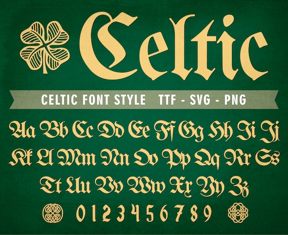 Gaelic Font Tattoos St Patty's Celtic Font Embroidery Font