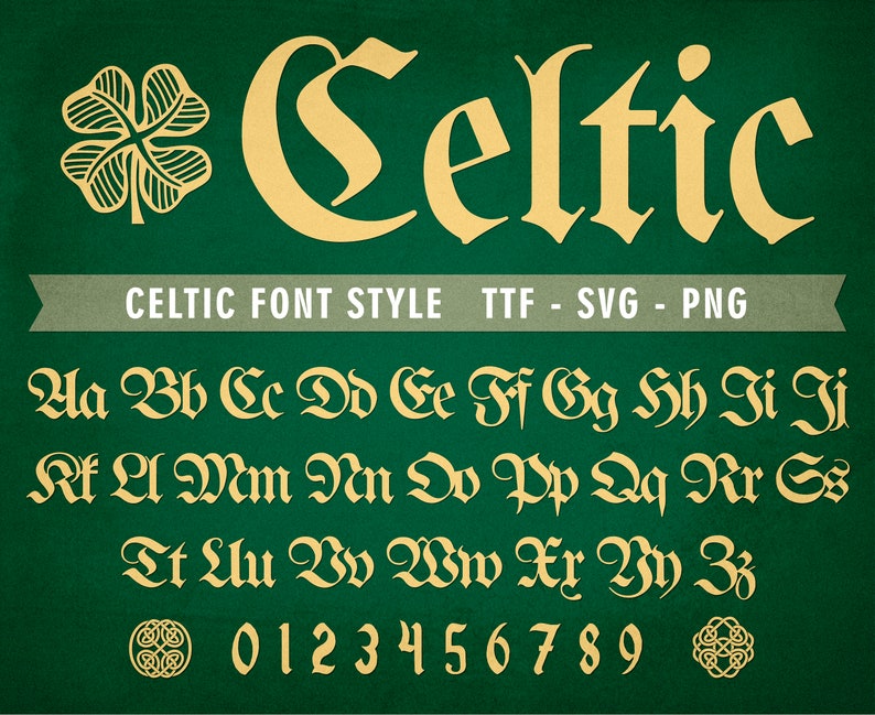 Celtic Font Irish Font Gaelic Font Tattoo Font Celtic Lettering Celtic ...