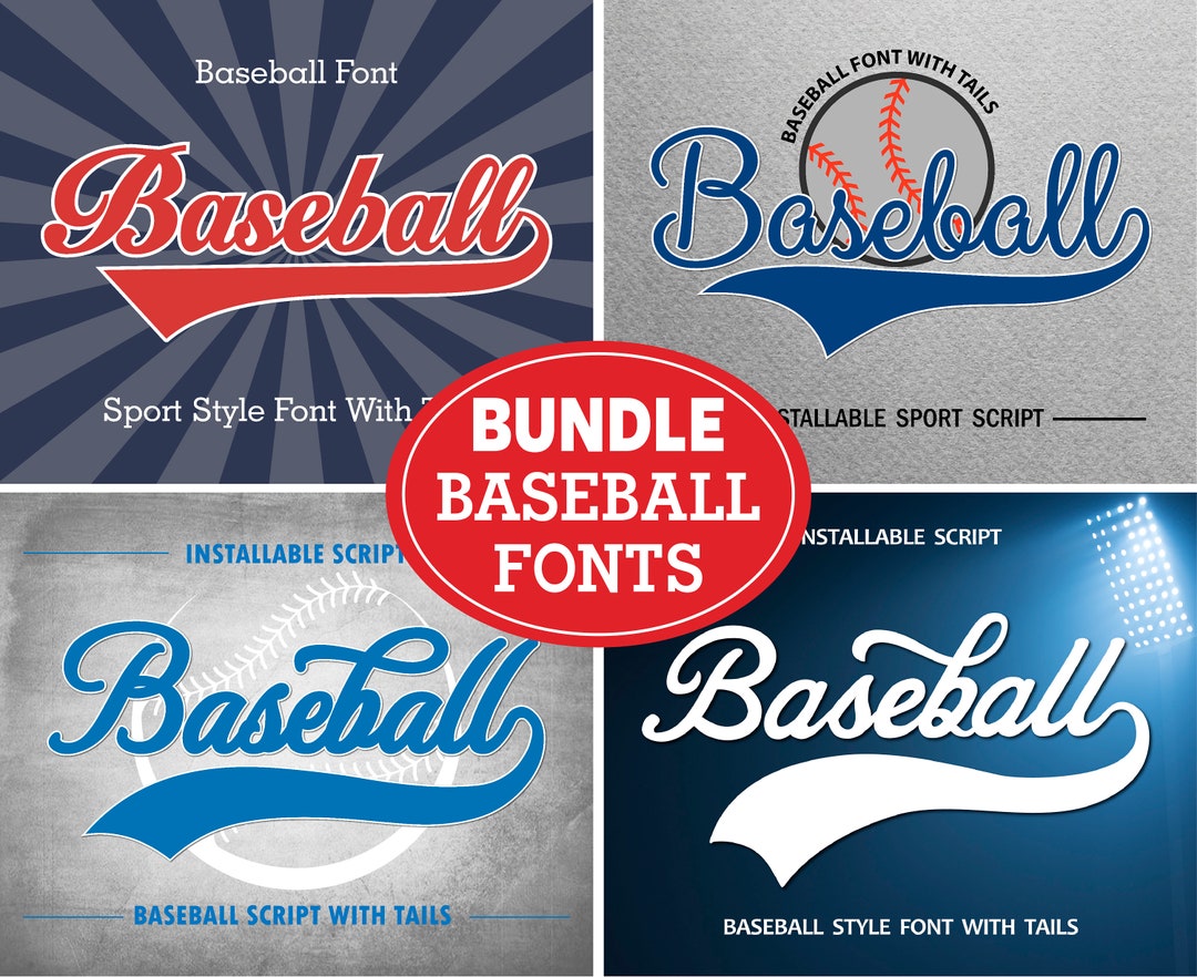 Baseball Fonts Bundle Baseball Script Baseball Font With Tails Softball ...