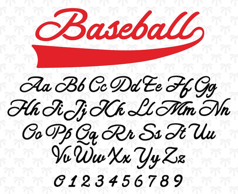 Baseball Font Font Baseball Font With Tail Baseball Script Baseball ...