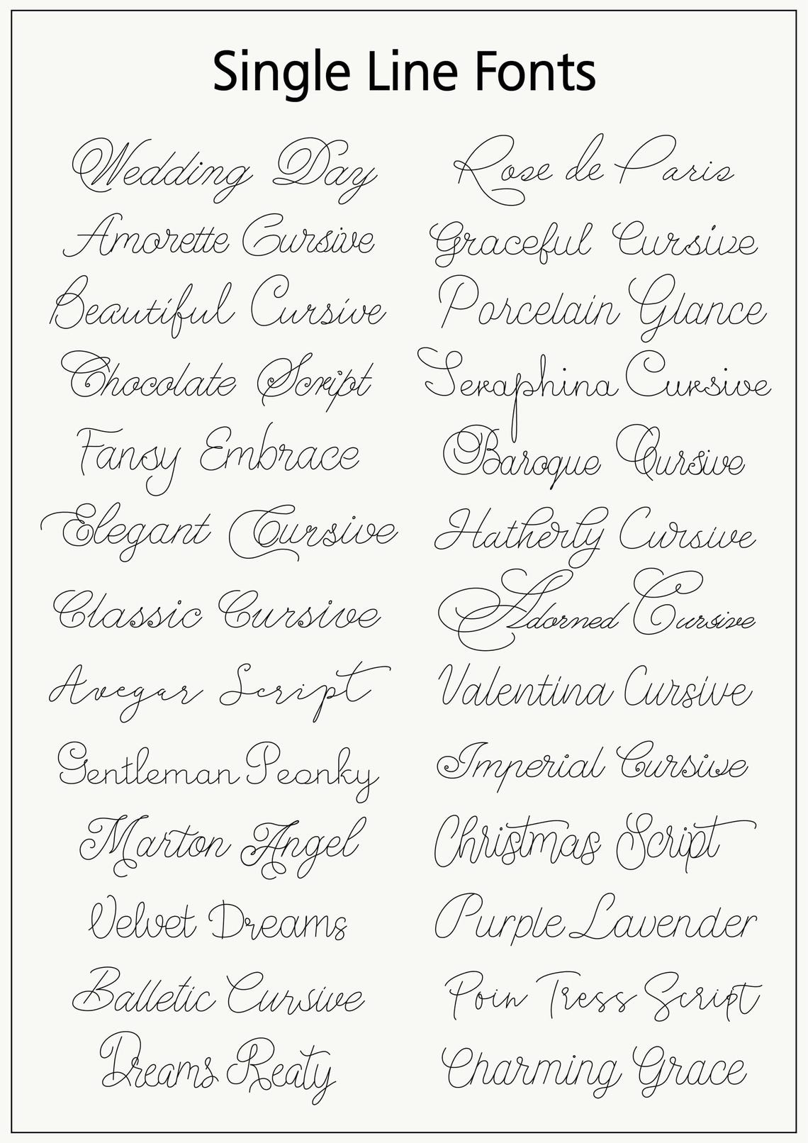 Single Line Font One Line Font Laser Font Engraving Font Single Stroke ...