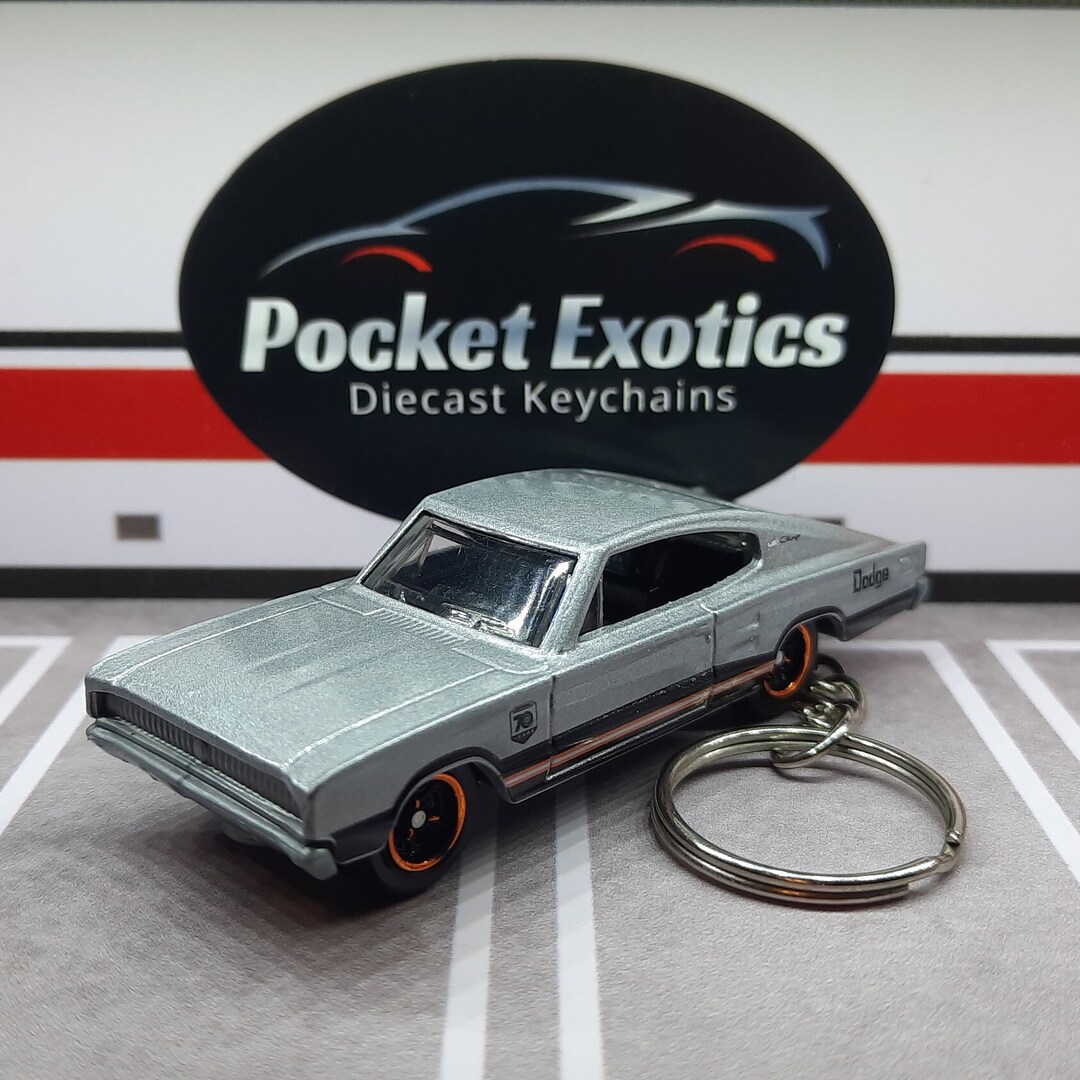 1966 Dodge Charger Keychain or Ornament Silver Muscle Car, Matchbox ...