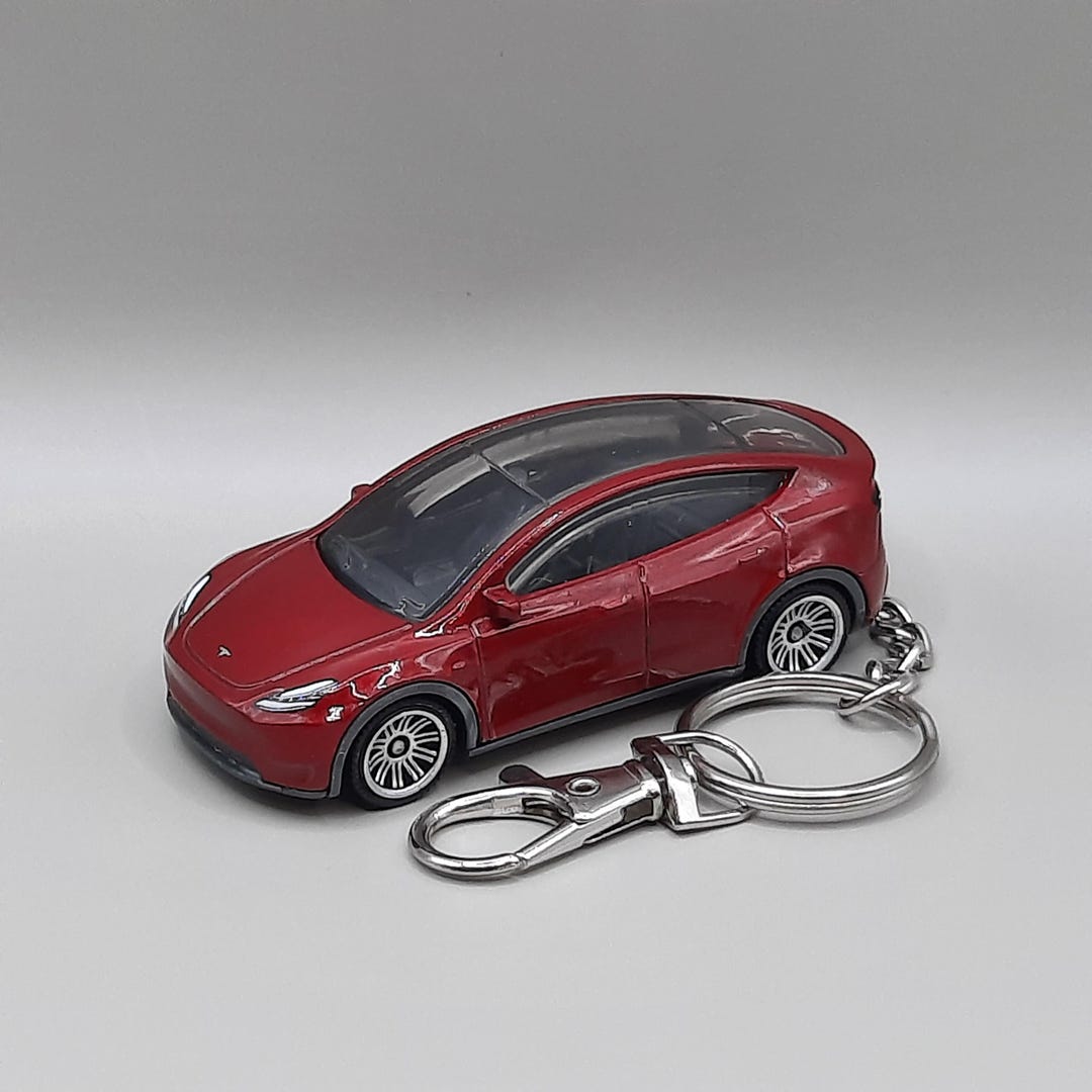 Tesla Model Y Keychain, Red Diecast Hot Wheels Bag Charm Gift - Etsy