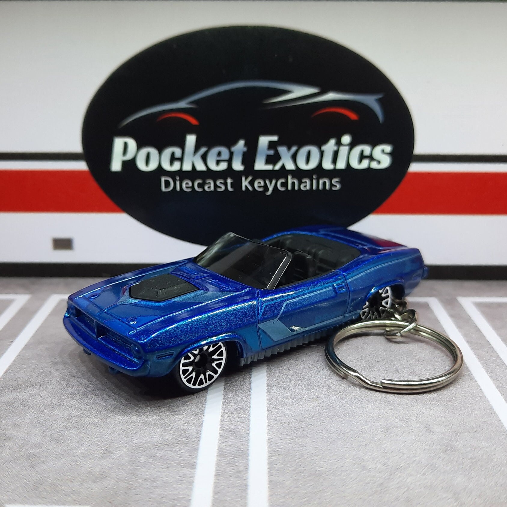 1970 Plymouth Barracuda Keychain Blue, Hot Wheels Diecast Collectible ...