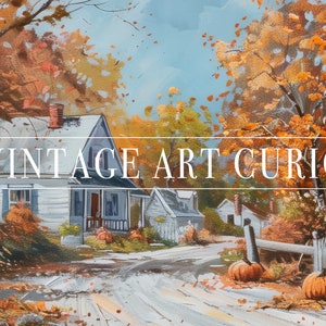 Thanksgiving Wall Art, Vintage Colonial Scenery Decor Rustic Autumn ...