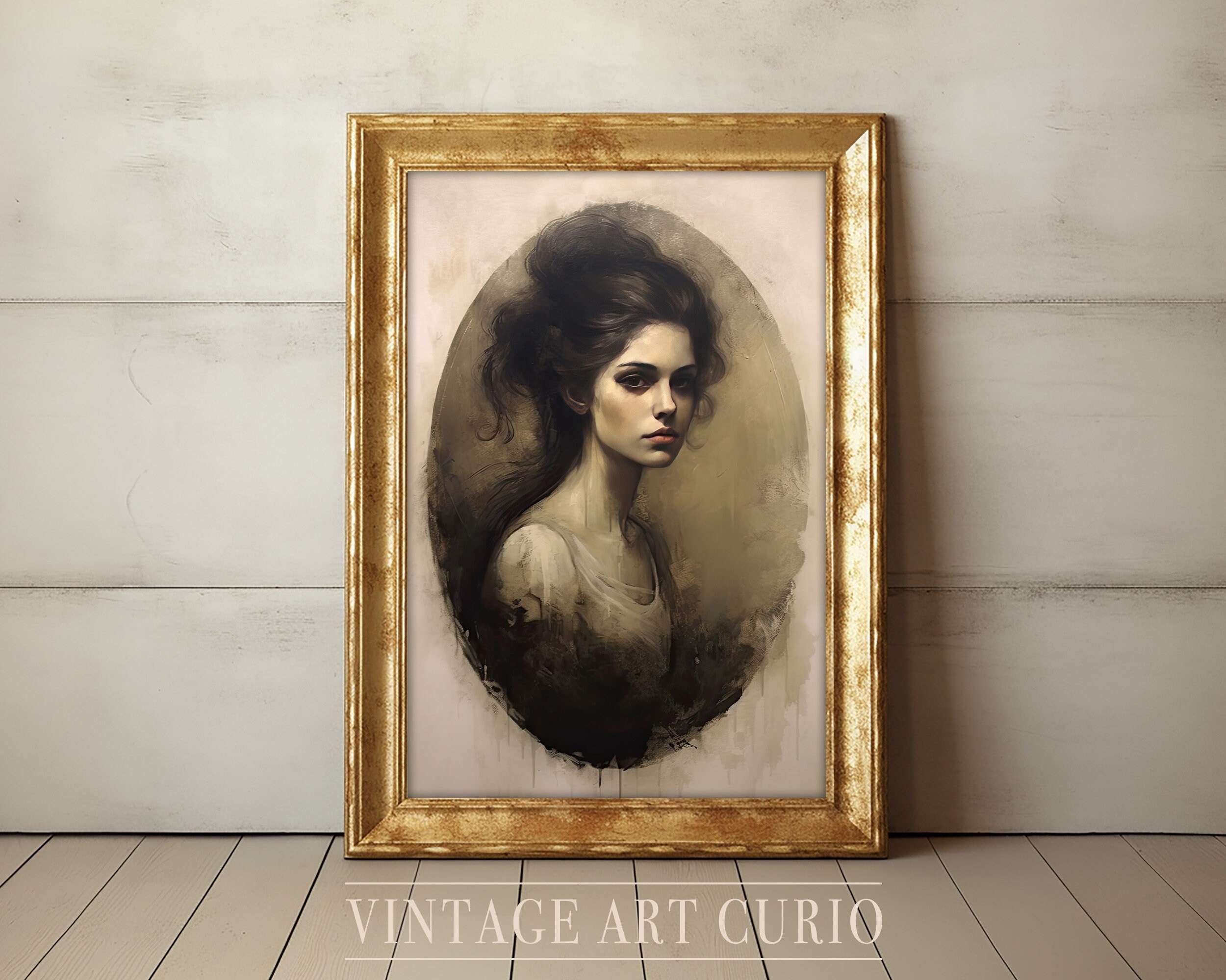 Vintage Girl Portrait Painting Antique Portrait Vintage PRINTABLE ...