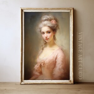 Vintage Rococo French Lady Painting Antique Female Portrait Oil ...
