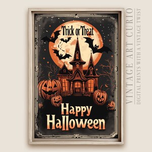 Victorian Halloween Digital Print, Retro Rustic Farmhouse Wall Art ...