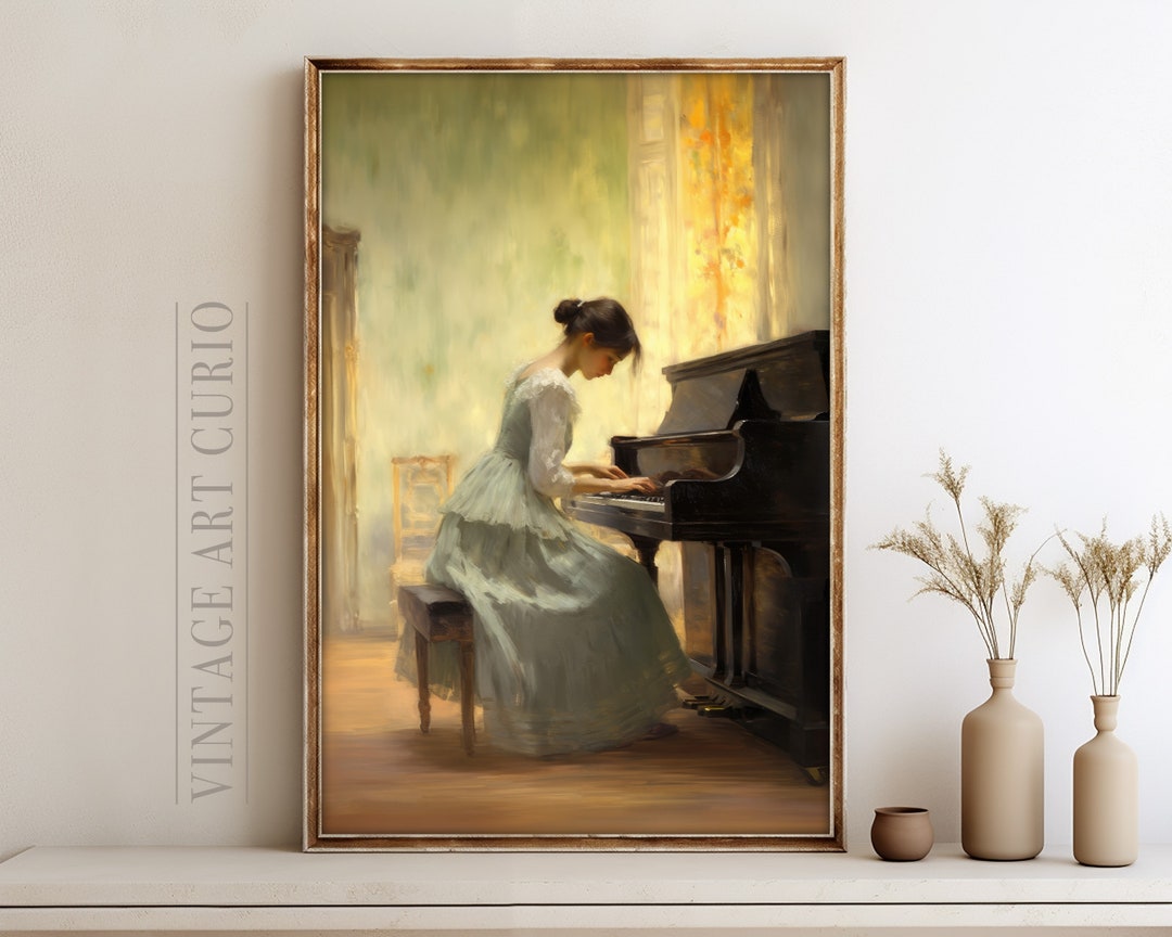 Musician Portrait Painting | Antique Femaile Pianist Portrait | Vintage ...