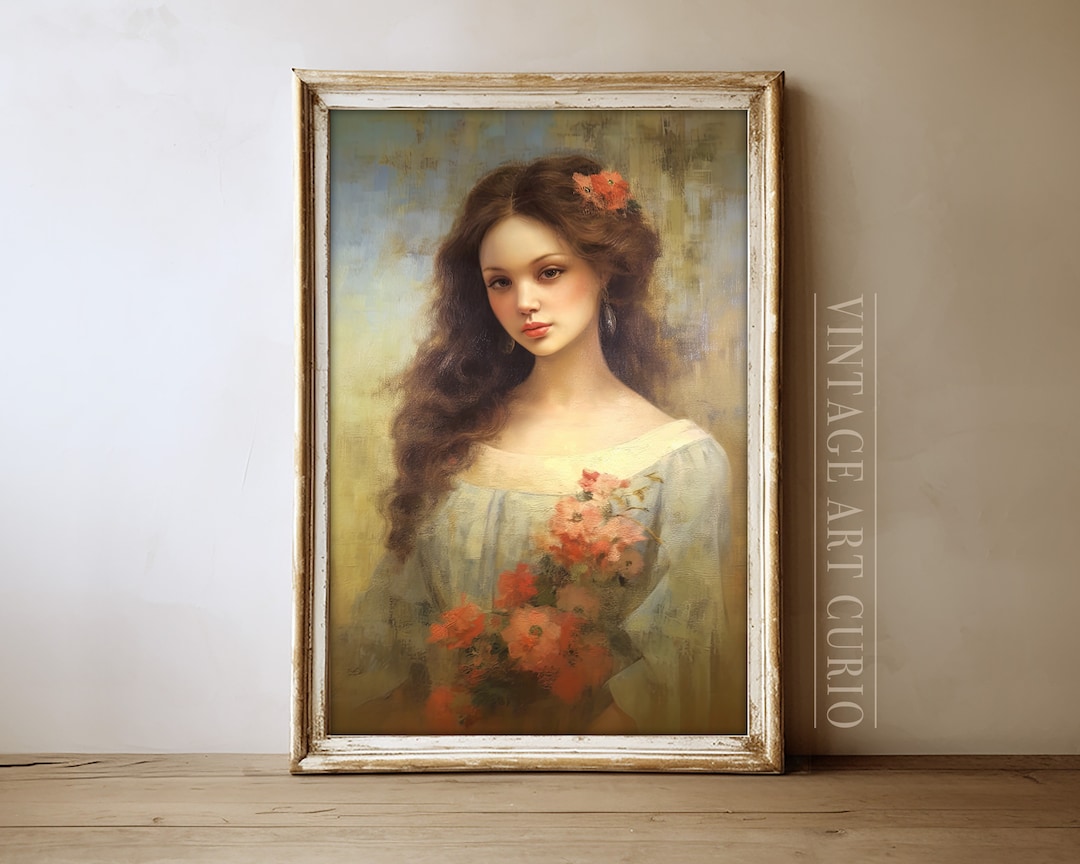 Vintage Rococo French Lady Painting Antique Female Portrait Oil ...