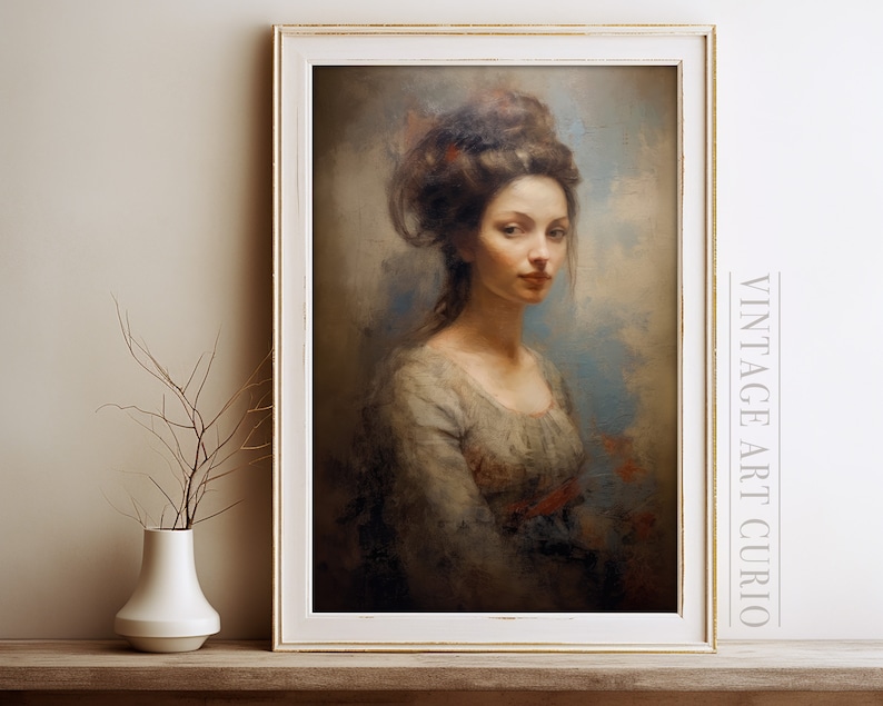 Vintage Girl Portrait Painting Antique Portrait Vintage PRINTABLE ...