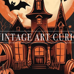 Victorian Halloween Digital Print, Retro Rustic Farmhouse Wall Art ...