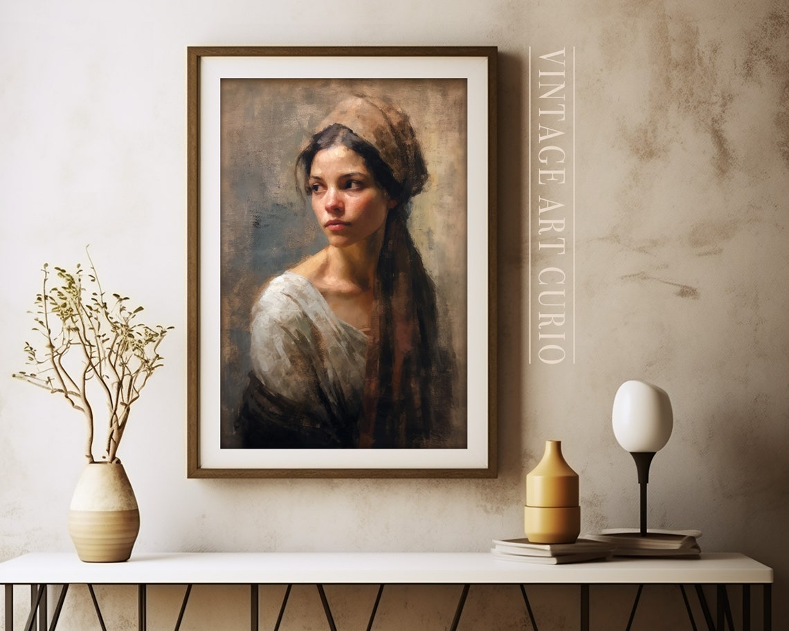 Vintage Girl Portrait Painting Antique Portrait Vintage PRINTABLE ...