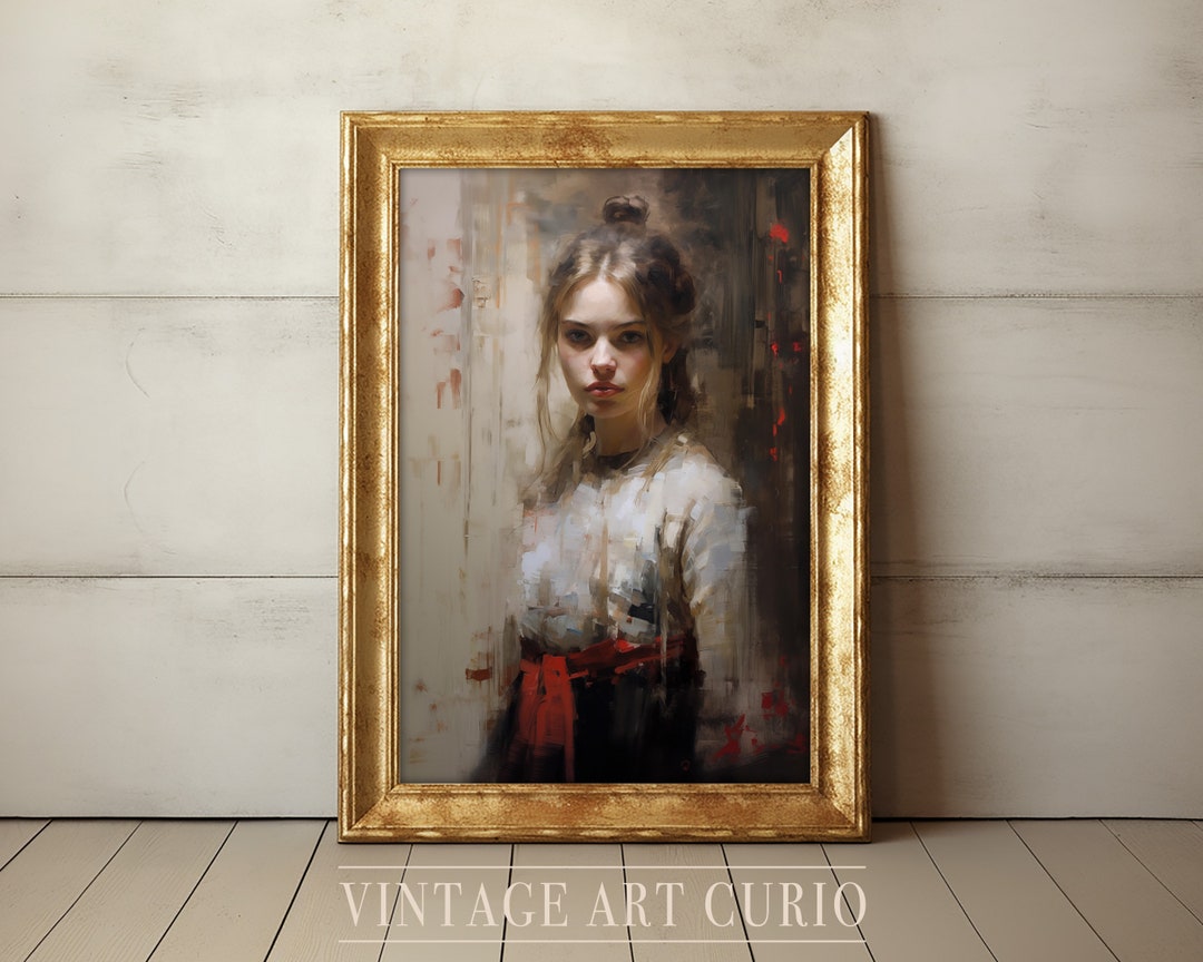 Vintage Girl Portrait Painting Antique Portrait Vintage - Etsy