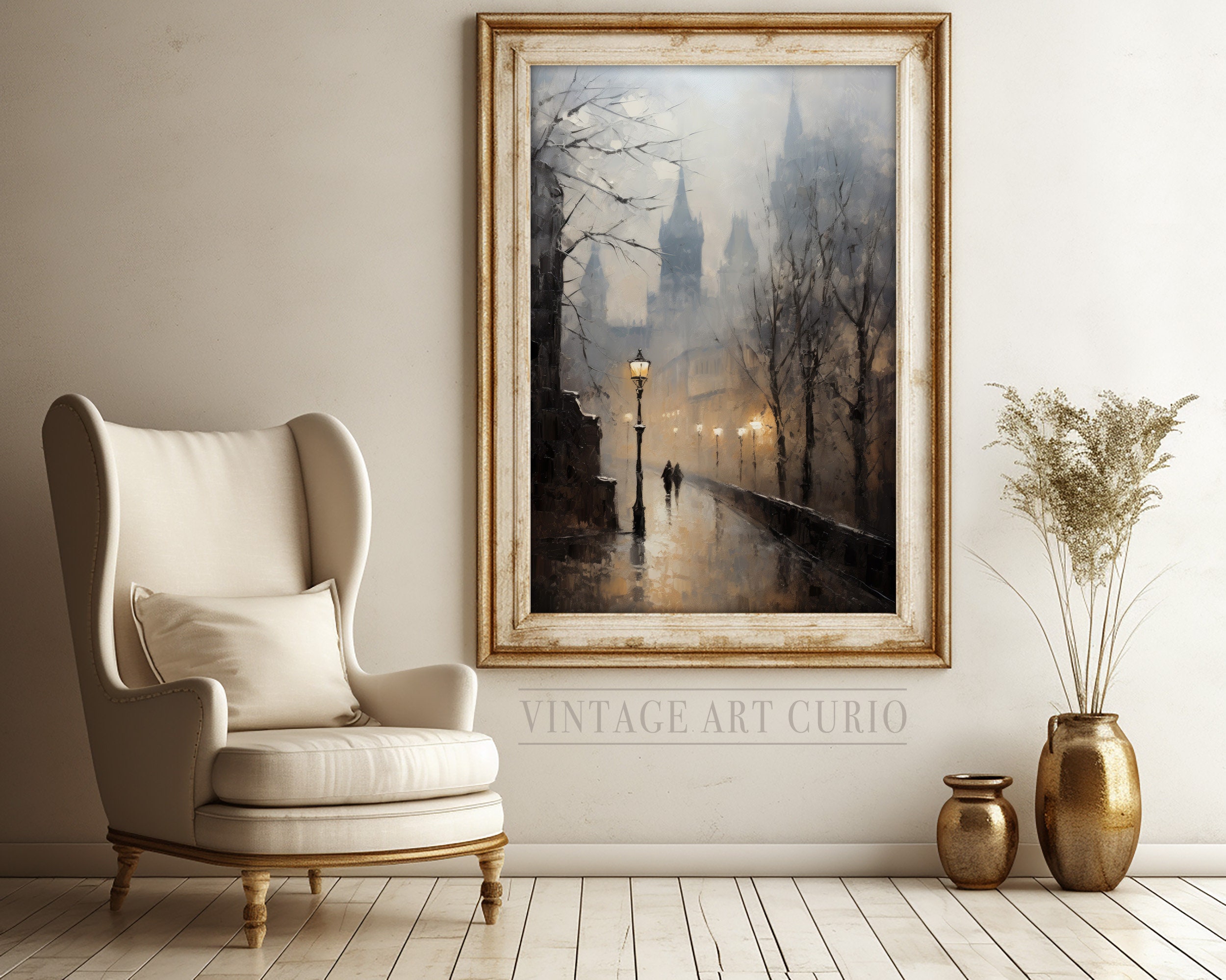 Vintage Painting of Paris Rustic European City Painting PRINTABLE ...