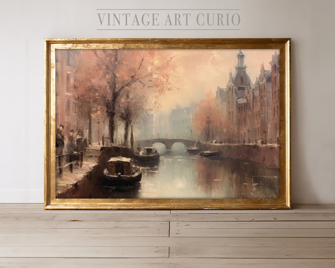 Vintage Painting of Amsterdam | Rustic European City Painting ...