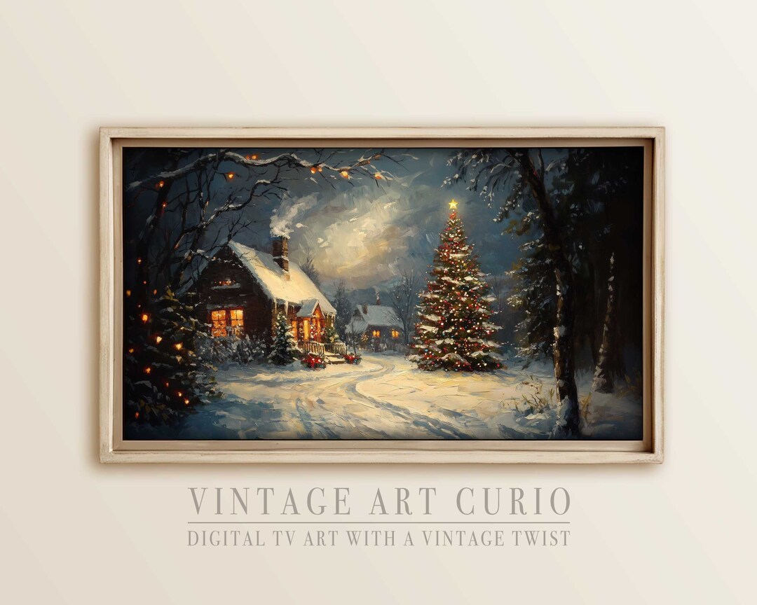 Rustic Winter Wonderland TV Frame Art: Digital Oil Painting Screensaver ...