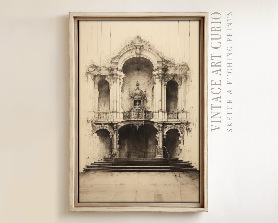 Vintage Architecture Sketch, Rustic Country Farmhouse Decor, PRINTABLE ...