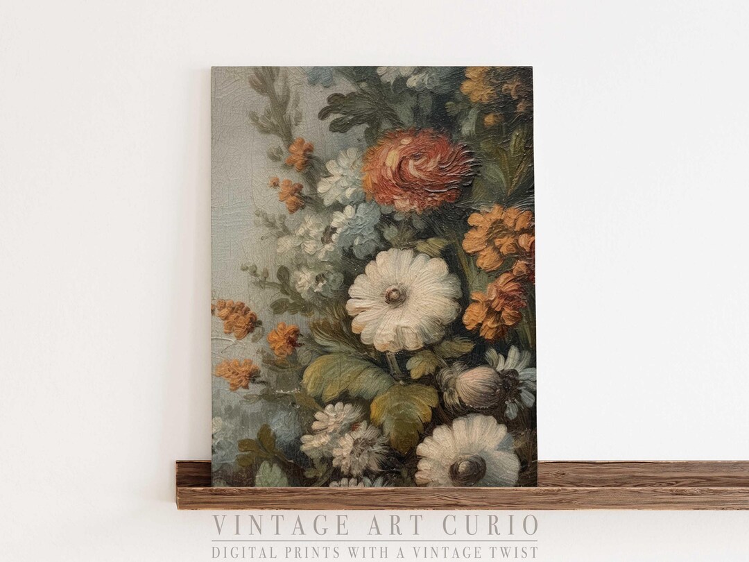 Antique Floral Still Life Wall Art – Vintage European Botanical ...