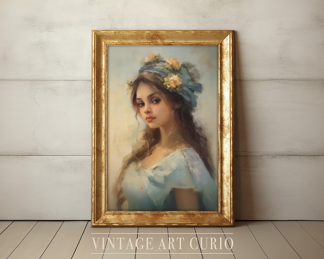 Vintage Rococo French Lady Painting Antique Female Portrait Oil ...