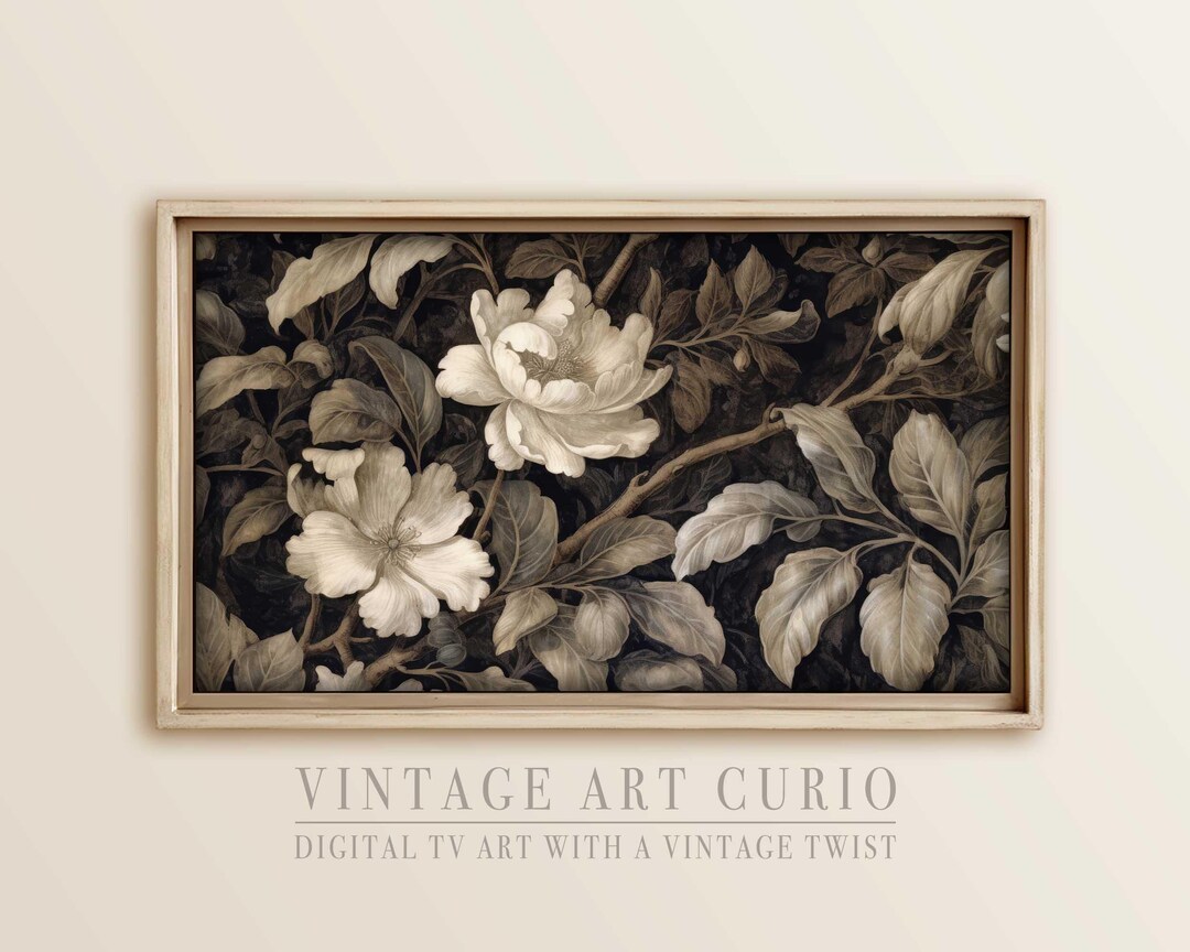 Victorian Floral TV Frame Art: Gothic Botanical Screensaver (digital ...