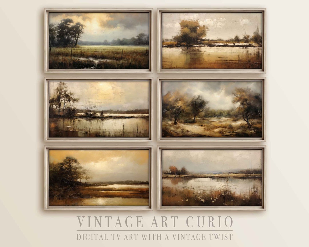 Landscape Scenery Frame TV Art, Moody Farmhouse Country Decor Vintage ...