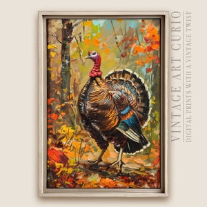 Thanksgiving Turkey Wall Art, Printable Fall Foliage Cottagecore ...