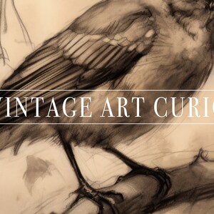 Vintage Bird Sketch Art | Rustic Aviary Print | Vintage Neutral Bird ...