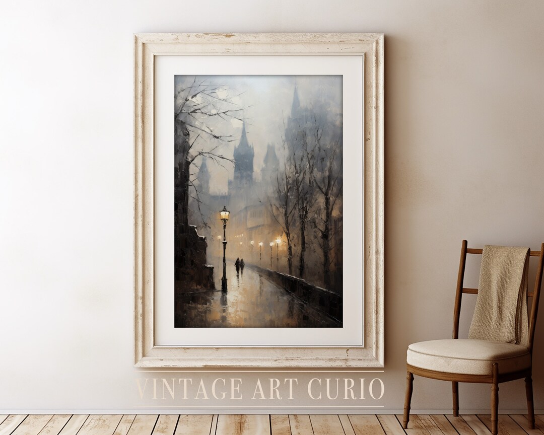 Vintage Painting of Paris Rustic European City Painting PRINTABLE ...