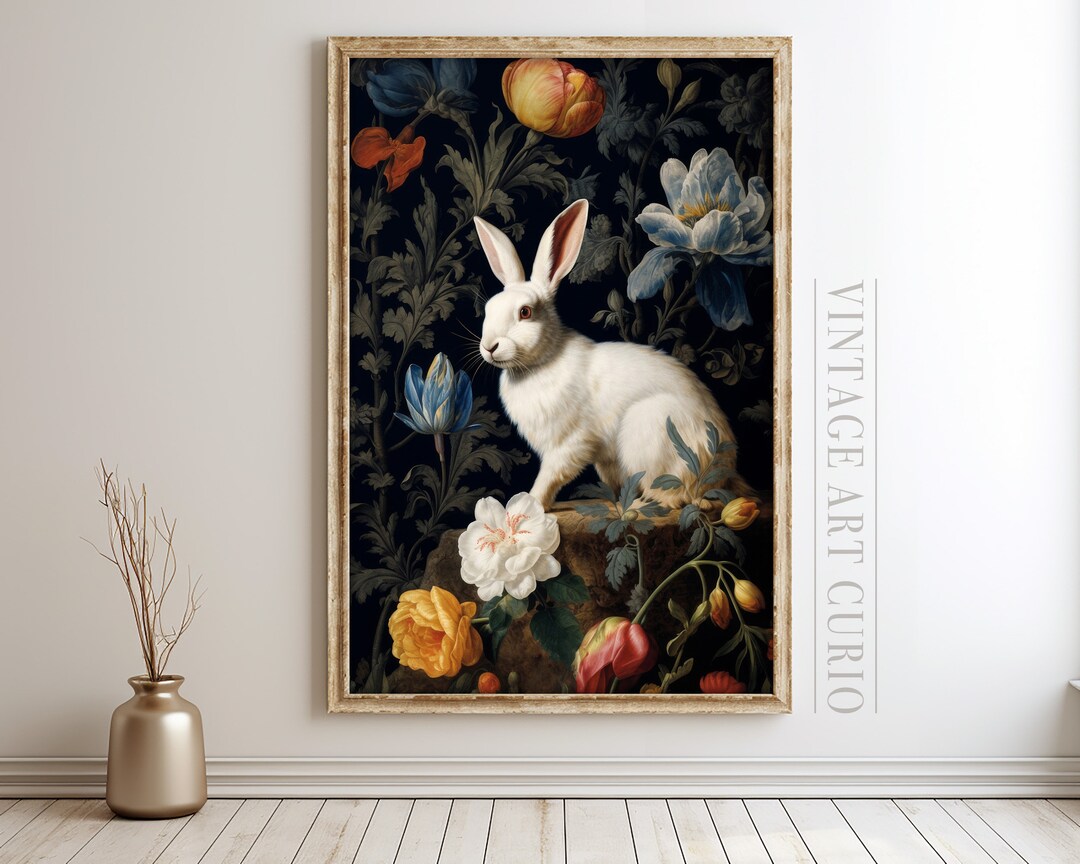 Antique White Rabbit Painting | Dark Academia Printable Wall Art ...