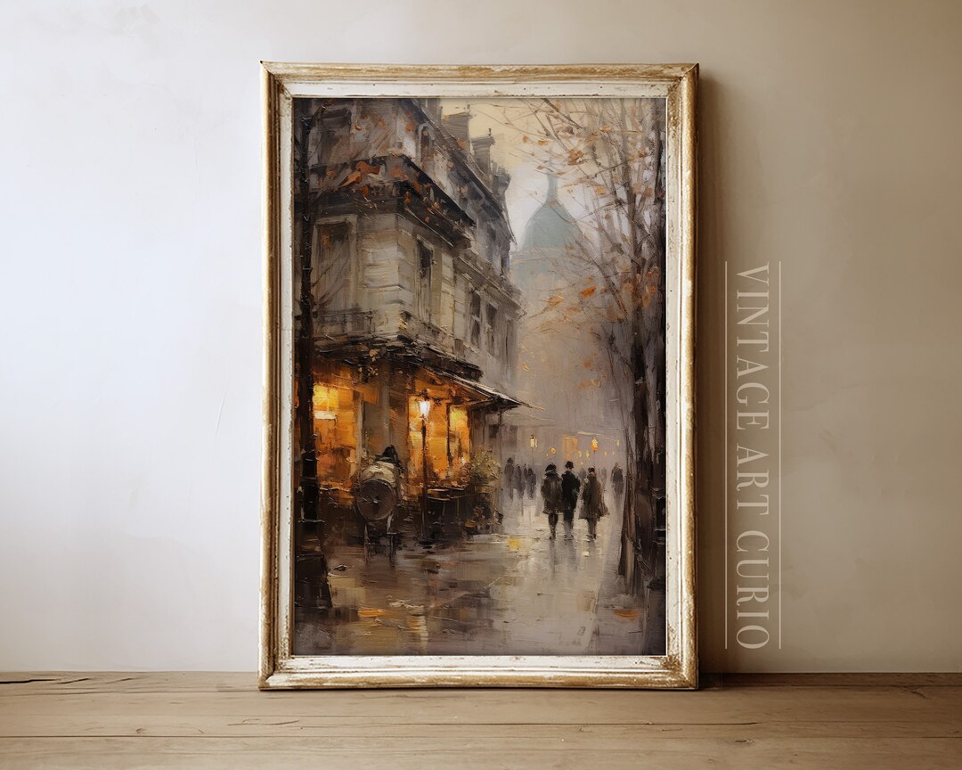 Vintage Painting of Paris Rustic European City Painting PRINTABLE ...