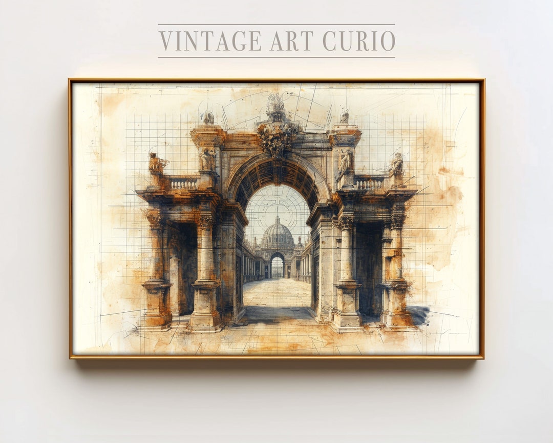 Vintage Roman Drawing Architecture Sketch PRINTABLE Digital Art ...