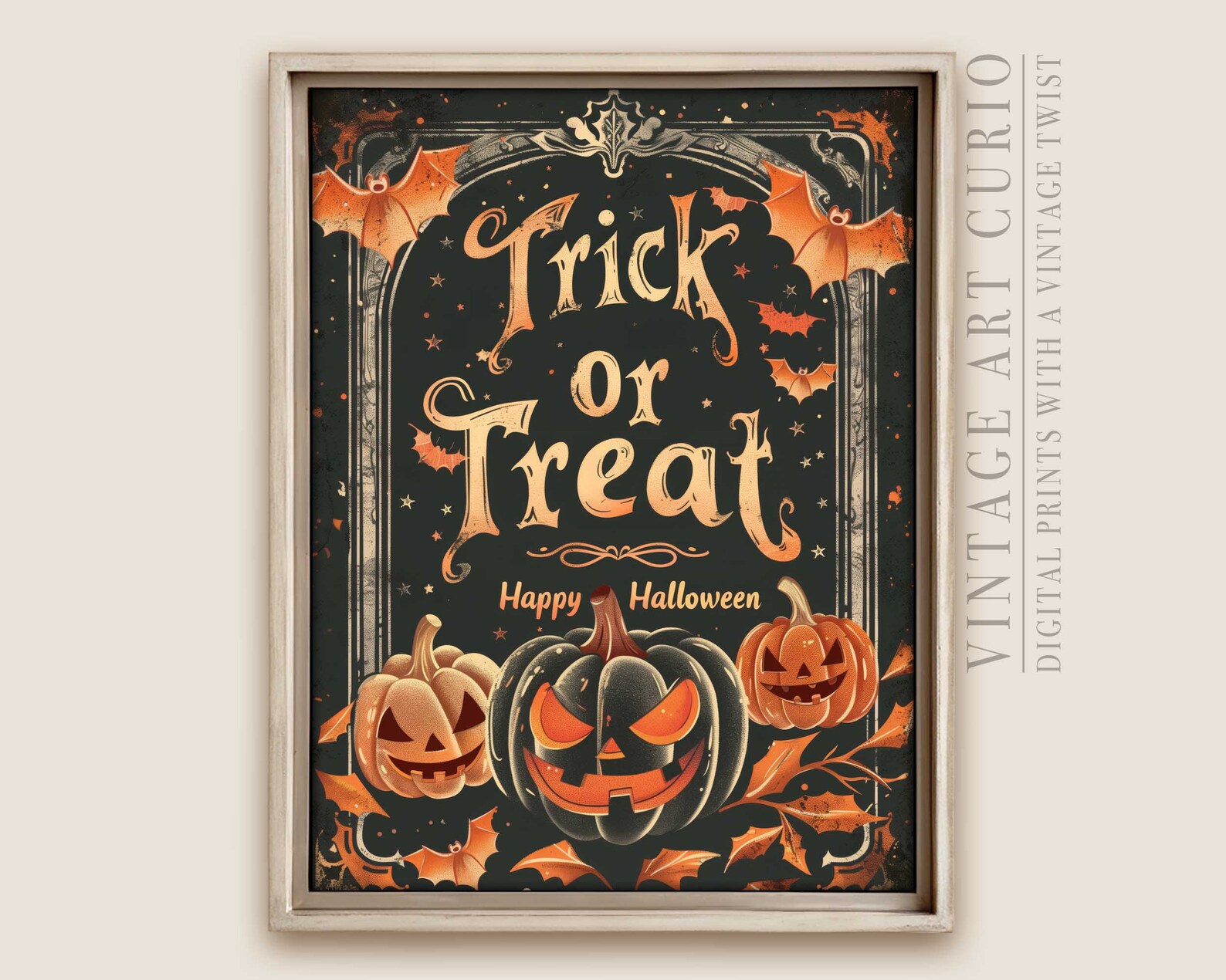 Victorian Halloween Digital Print, Retro Rustic Farmhouse Wall Art ...